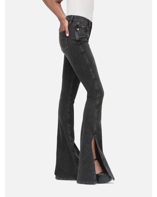 FRAME Le High Flare Side Slit in Gray | Lyst