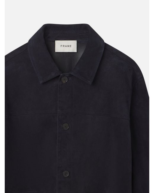 FRAME Unlined Suede Chore Coat in Blue for Men | Lyst
