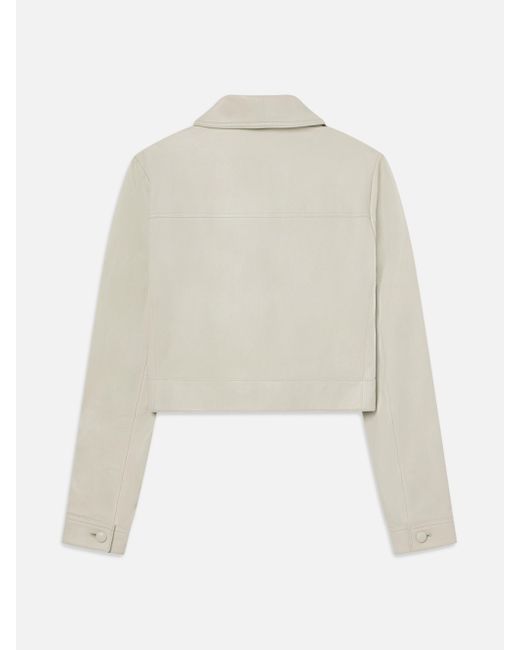 FRAME The Small Leather Jacket in White | Lyst UK