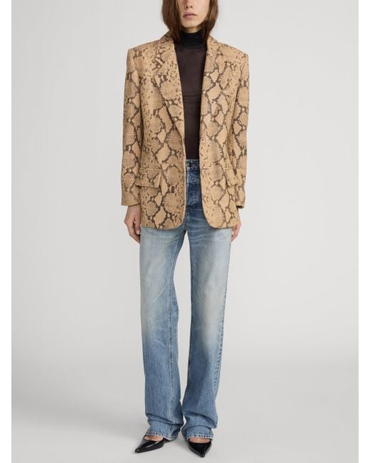 FRAME The Borrowed Blazer in Natural | Lyst UK