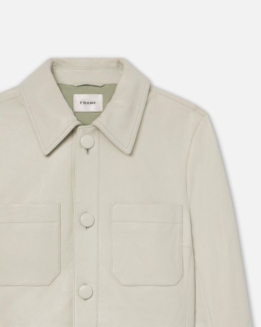 FRAME The Small Leather Jacket in White | Lyst UK