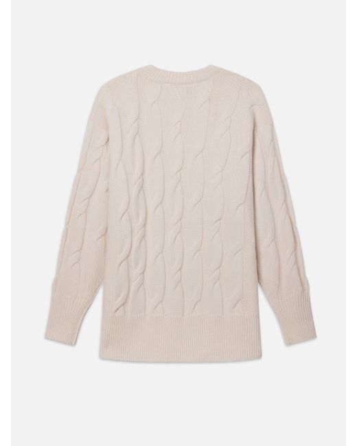 FRAME Oversized Cable Knit Sweater in White | Lyst