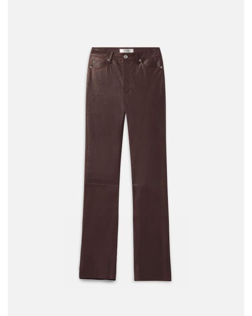 FRAME The Slim Stacked Leather Pant in Brown | Lyst