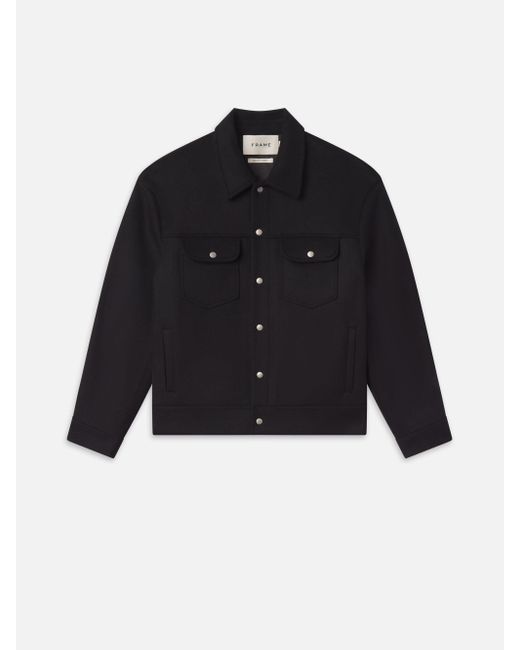 FRAME Wool Trucker Jacket in Black for Men | Lyst UK