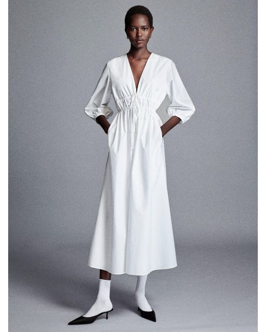 FRAME The Cinched Dress in White | Lyst