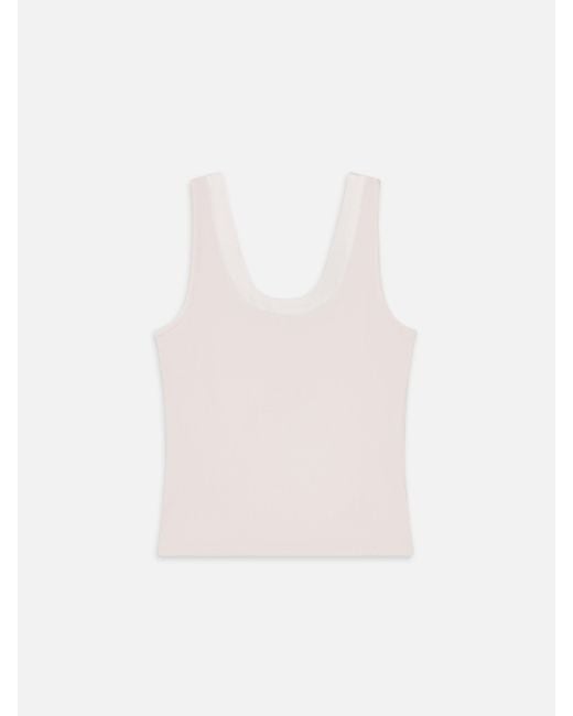 FRAME The Satin Trim Tank in White | Lyst