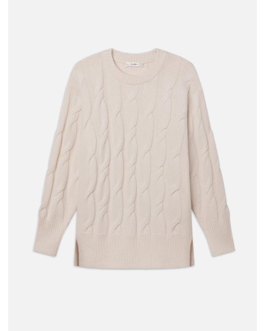 FRAME Oversized Cable Knit Sweater in White | Lyst