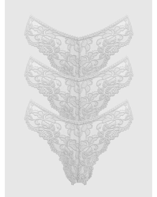 Frederick's of Hollywood Jessica Lace Tanga 3 Pack in White | Lyst