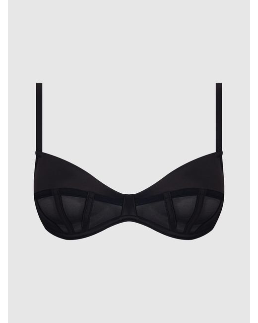 Frederick's of Hollywood Petra Satin & Mesh Unlined Corset Cup Bra in ...