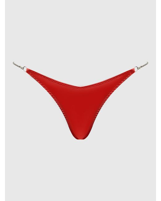 Frederick's of Hollywood Petra Rhinestone Side Satin G-String in Red | Lyst