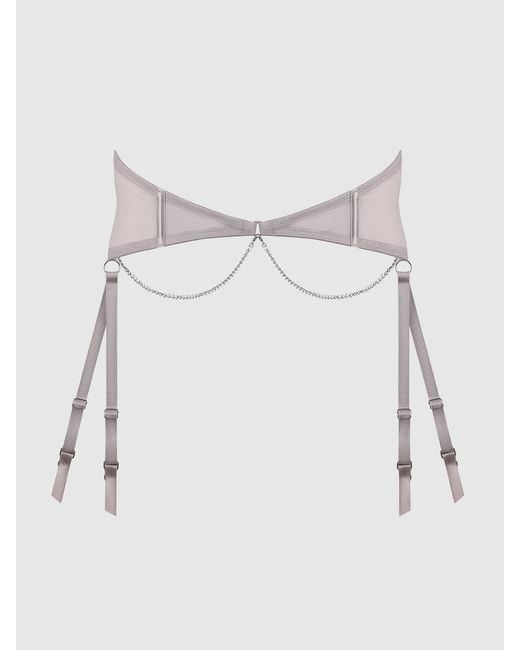 Frederick's of Hollywood Pia Shine Mesh & Rhinestone Garter in Gray | Lyst