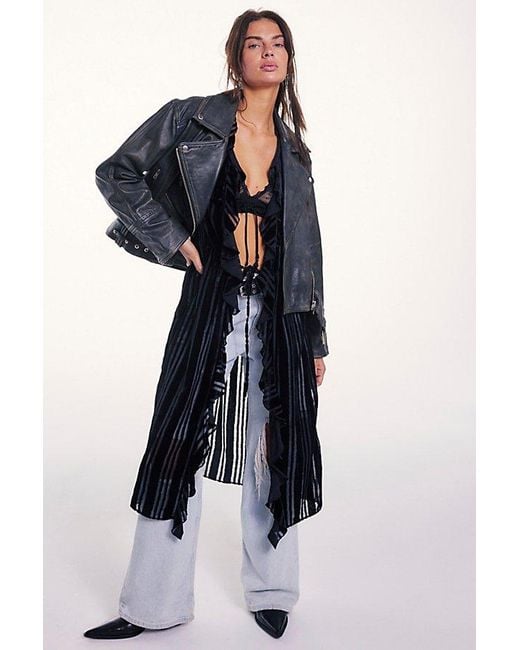 Free People Dolly Duster Jacket in Blue | Lyst