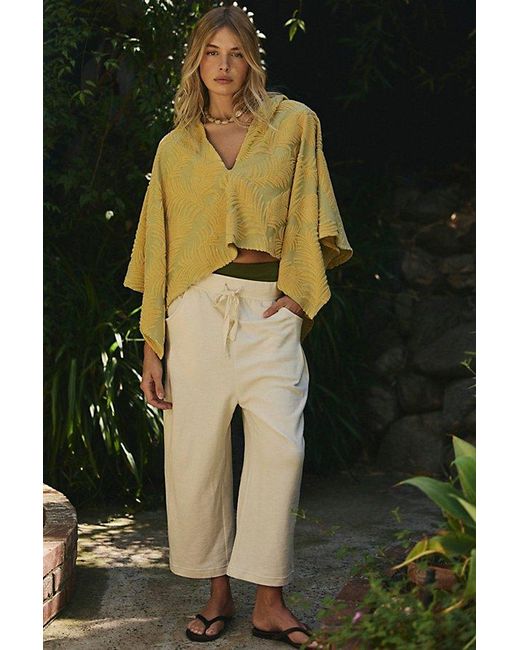 Free People Terry Cloth Beach Poncho Jacket in Yellow | Lyst