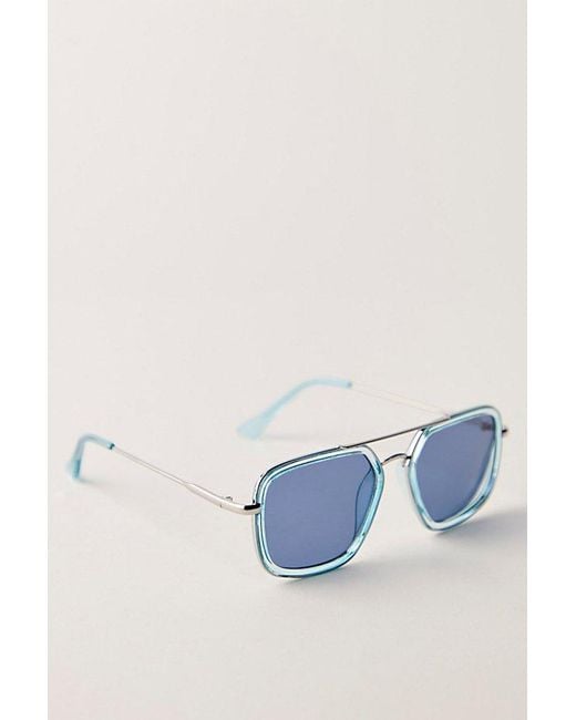 Free People Luna Classic Aviator Sunglasses in Blue | Lyst UK