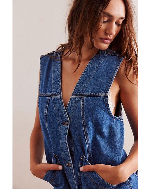 Free People We The Free Valerie Vest in Blue | Lyst