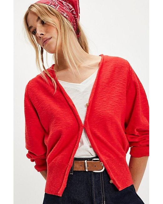Free People Kait Cardi in Red | Lyst