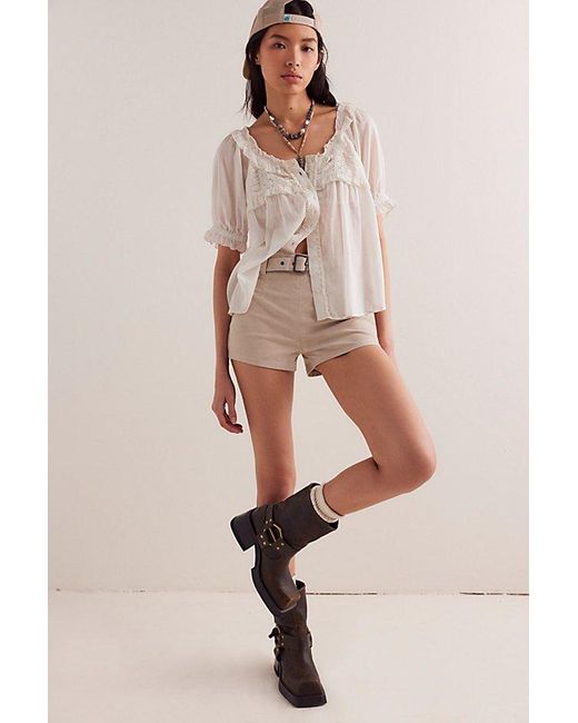 Free People We The Free Jada Suede Micro Shorts in Natural | Lyst