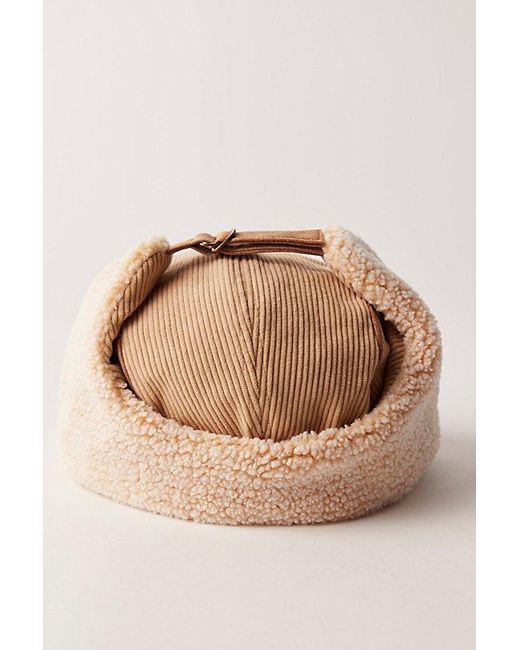 Free People Cozy Cord Trapper Hat in Natural | Lyst UK