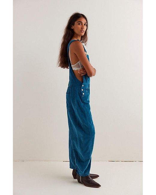 Free People Good Luck Cord Overalls in Blue | Lyst