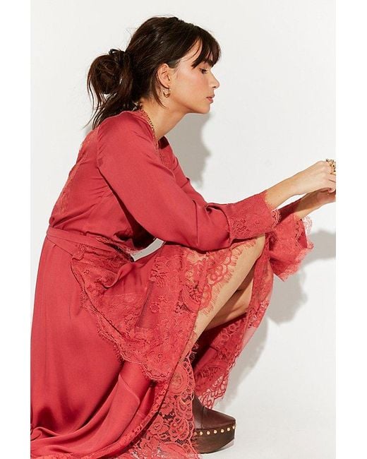 Nigel Preston Soho Wrap Long Sleeve Midi Dress in Red | Lyst UK