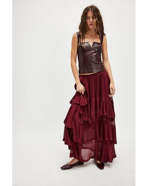Free People Clementine Maxi Skirt in Red | Lyst