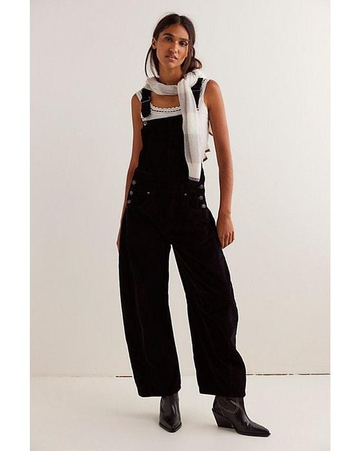 Free People Good Luck Cord Overalls in Black | Lyst