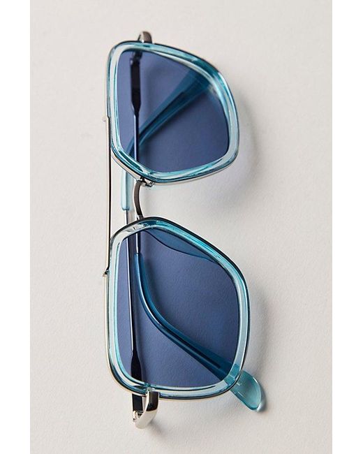 Free People Luna Classic Aviator Sunglasses in Blue | Lyst UK