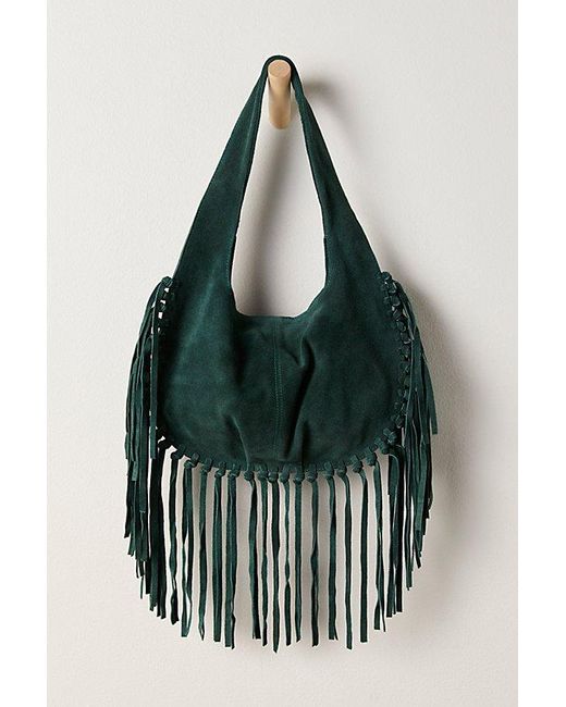 Free People Riley Suede Fringe Bag in Green | Lyst