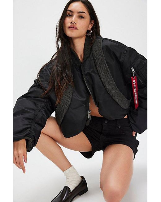Alpha Industries Ma-1 Knit Rib Flight Jacket in Black | Lyst UK