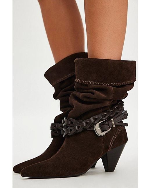 Free People Bridget Belt Slouch Boots in Black | Lyst