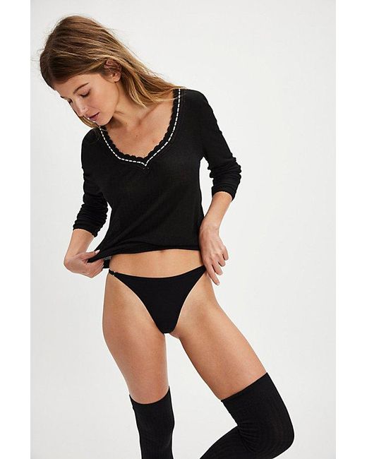 Free People Barely There String Thong in Black | Lyst