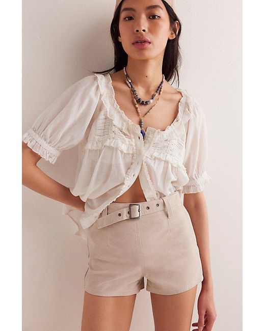 Free People We The Free Jada Suede Micro Shorts in Natural | Lyst