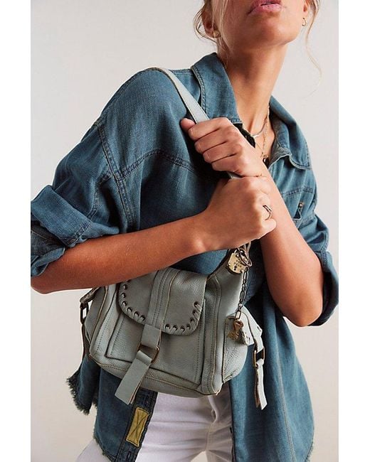 Free People We The Free Baby Leigh Distressed Tote Bag in Blue | Lyst