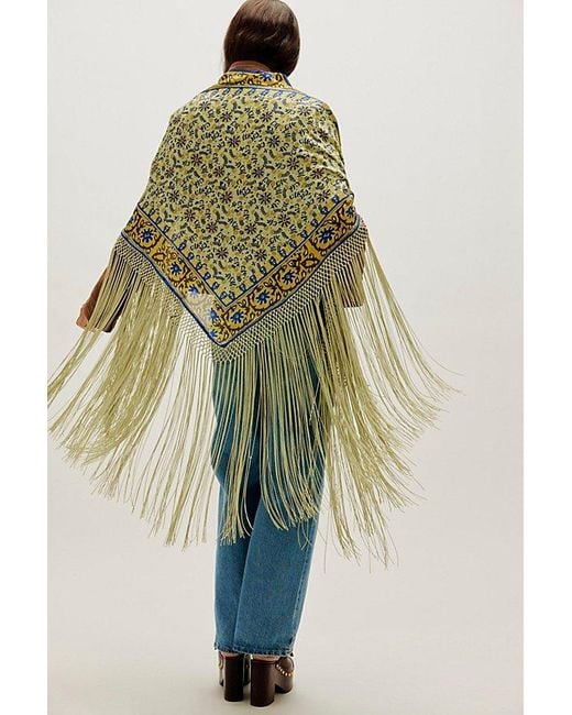 Free People Amara Finge Silk Sarong in Blue | Lyst UK