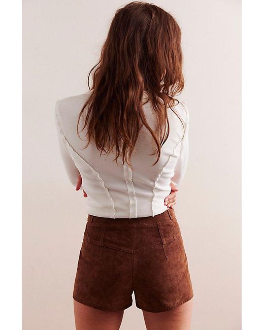 Free People We The Free Jada Suede Micro Shorts in Brown | Lyst