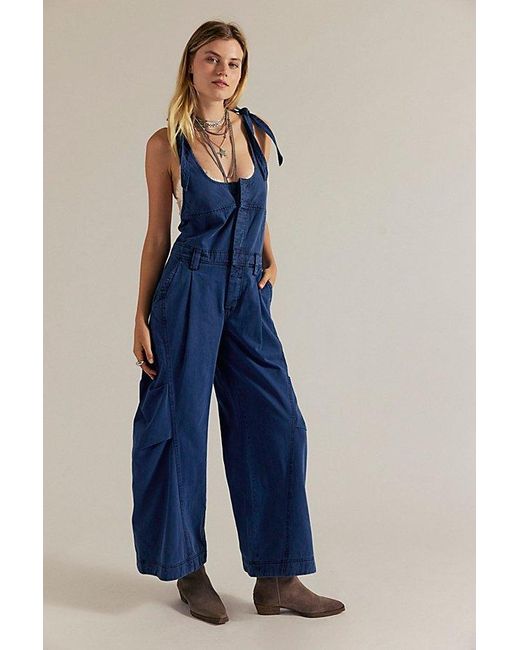 Free People Must Have Wide-Leg Overalls in Blue | Lyst