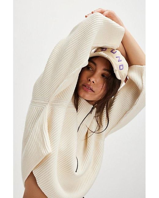 Free People Greta Half Zip in Natural | Lyst