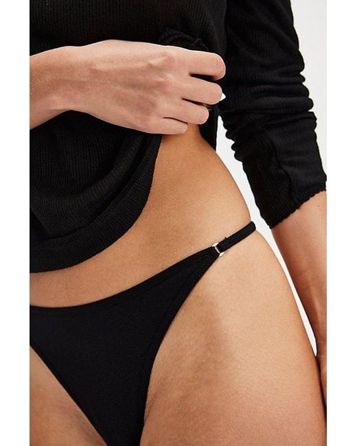 Free People Barely There String Thong in Black | Lyst