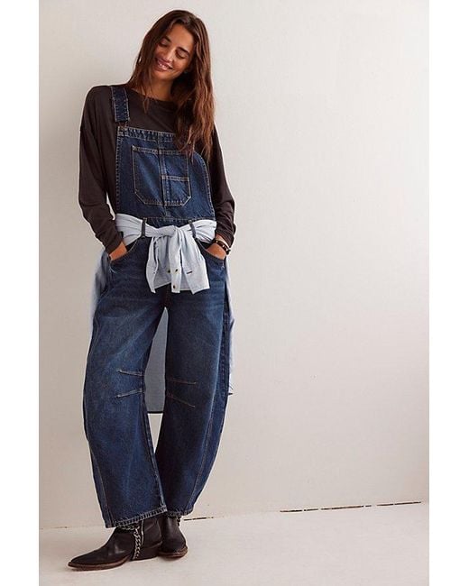 Free People We The Free Good Luck Barrel Overalls in Blue | Lyst