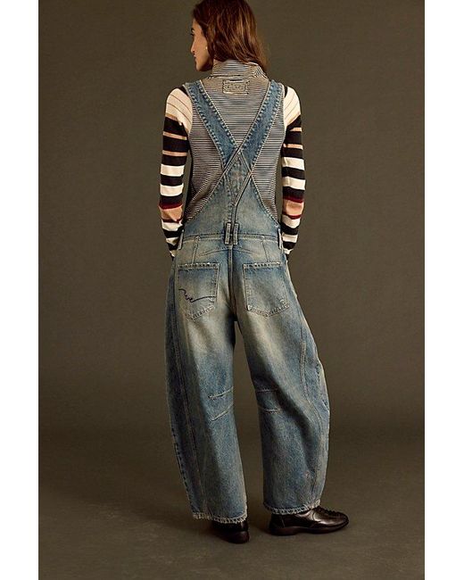 Free People Good Luck Barrel Dungarees in Brown | Lyst UK