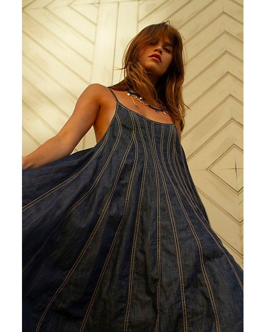 Free People Denim Dreams Midi Dress in Blue | Lyst