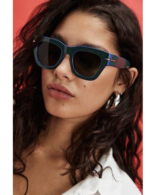 Free People Jackson Two Tone Square Sunglasses in Blue | Lyst UK