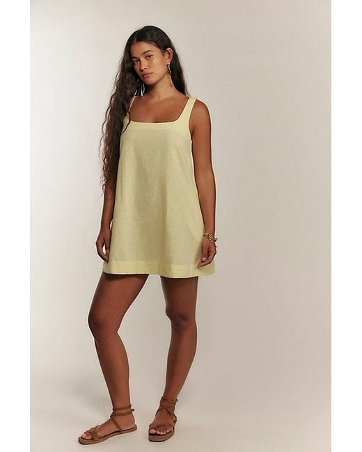 Free People Breezy Linen Mini Dress in Green | Lyst