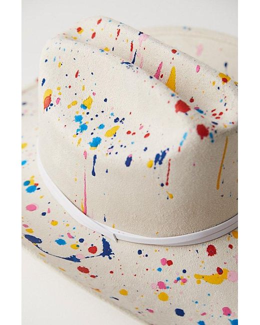 Free People Paint Splatter Cowboy Hat in White | Lyst