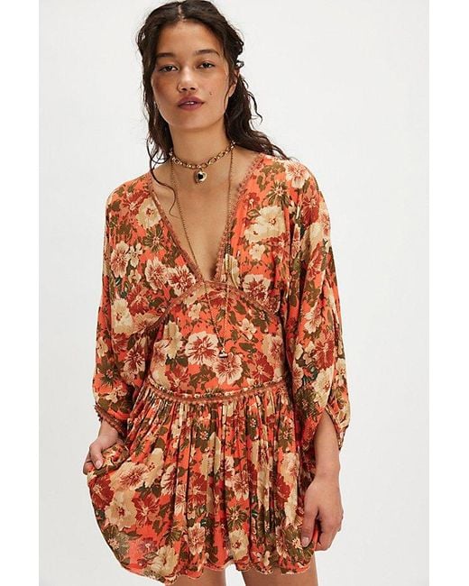 Free People Sweet Dreams Printed Mini Dress in Brown | Lyst