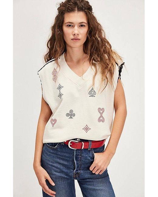 Ragabond Luck Of The Draw Vest Jacket in White | Lyst