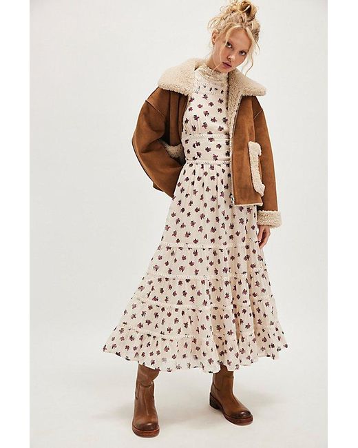 Free People Printed Cotton Tiered Midi Dress | Lyst