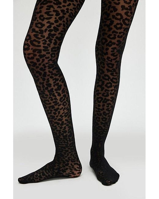 Free People Seeing Spots Leopard Tights in Black | Lyst