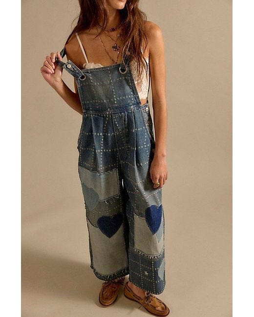 Free People Rambler Novelty Overalls in Blue | Lyst