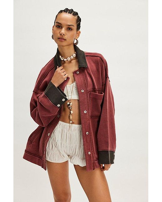 Free People Cabin Chore Jacket in Red | Lyst UK